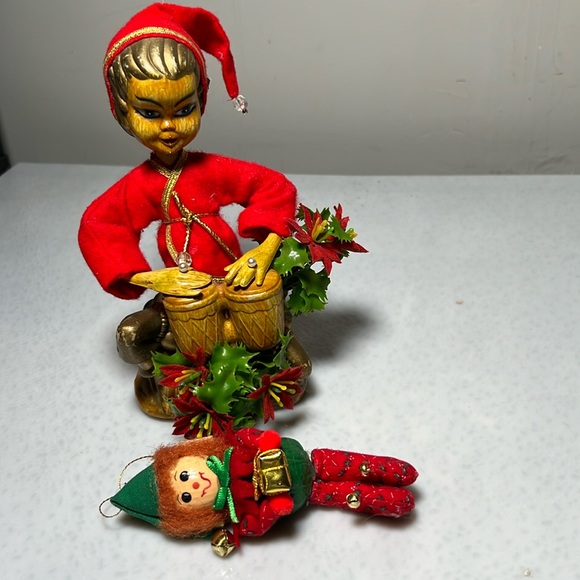 Holiday | Vintage 195s Elf Bongo Player With Small Elf Made In Walnut ...